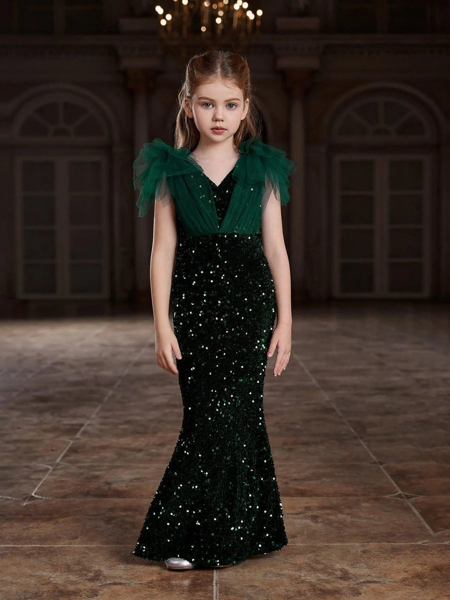 Tween Girls' Cloak Sleeves Sequin Mermaid Hem Dress – Faeriesty
