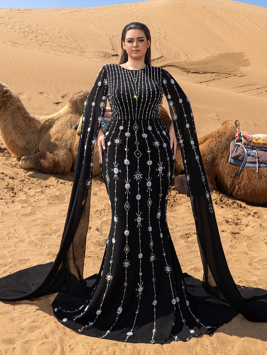 Plus Opulent Rhinestone-Embellished Evening Gown – Luxury Dress for R ...