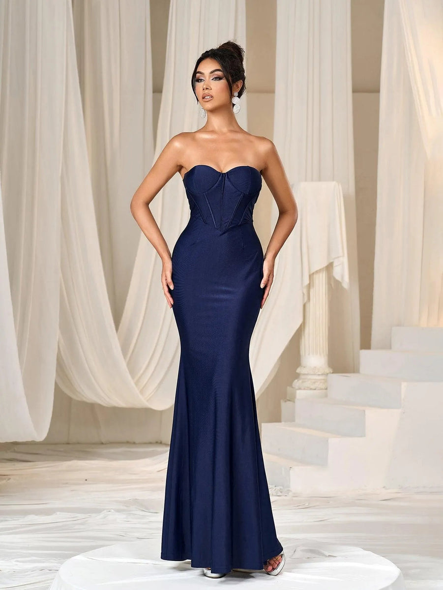 Solid Mermaid Hem Tube Formal Dress – Faeriesty