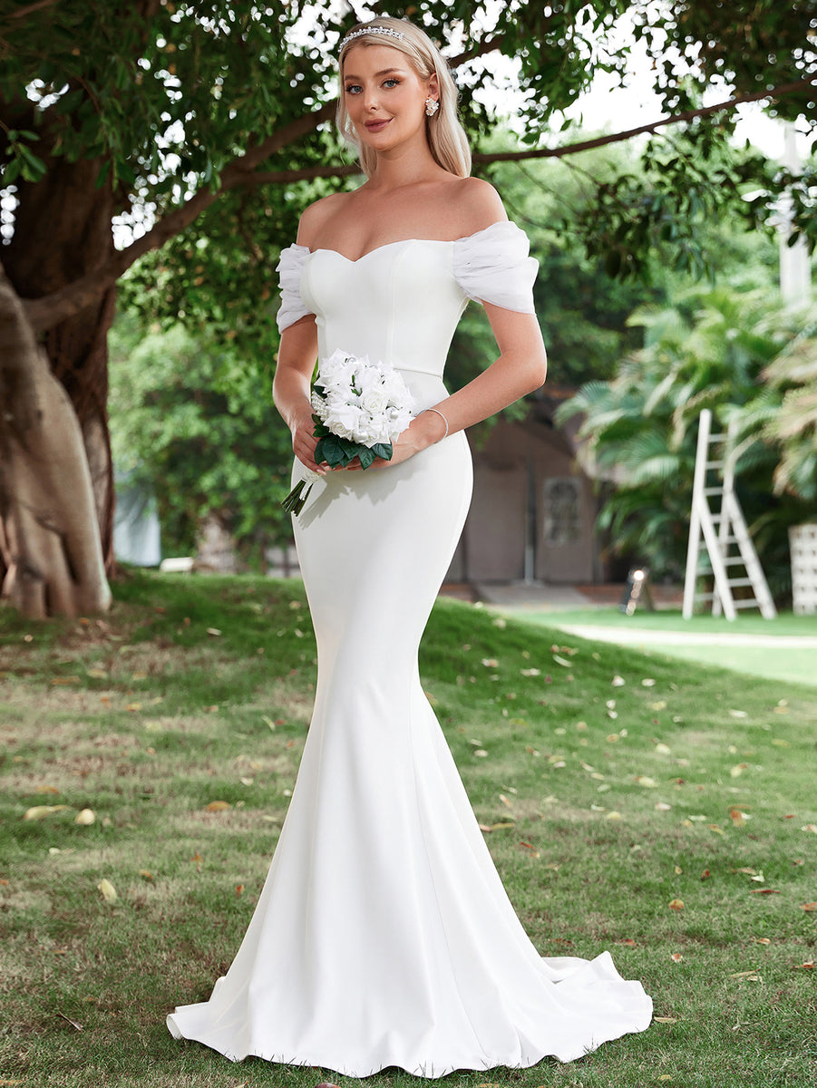 Off Shoulder Mermaid Hem Wedding Dress – Faeriesty