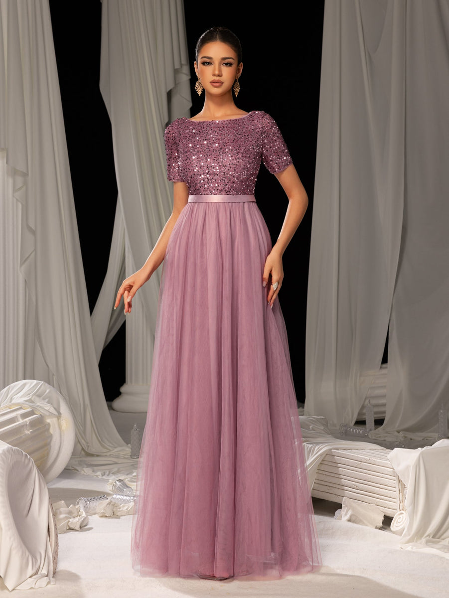 Elegant Tulle Party Dress with Sequin Top & Tulle Skirt – Luxury Even ...